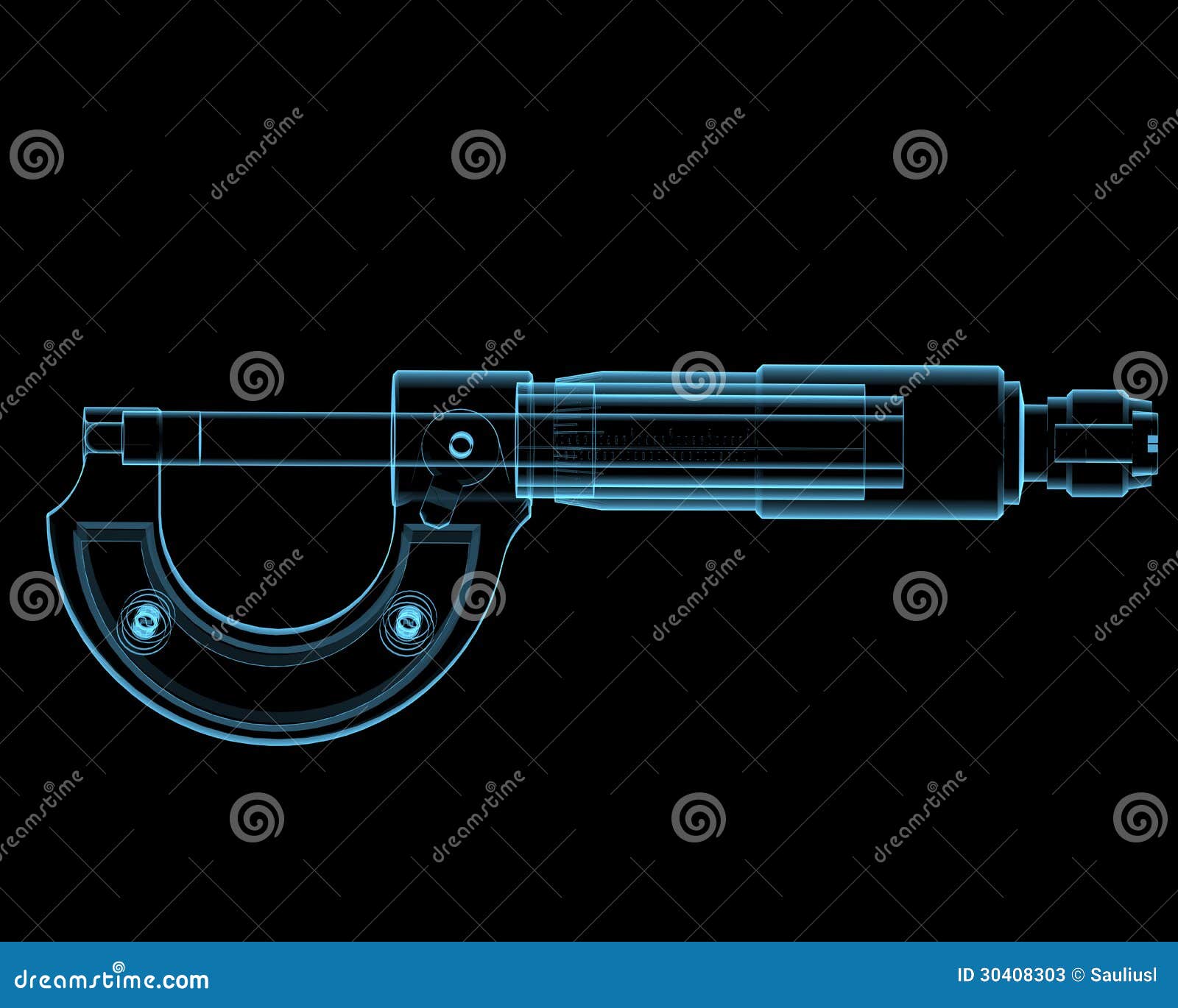 Micrometer (3D Xray Blue Transparent) Stock Illustration - Illustration ...
