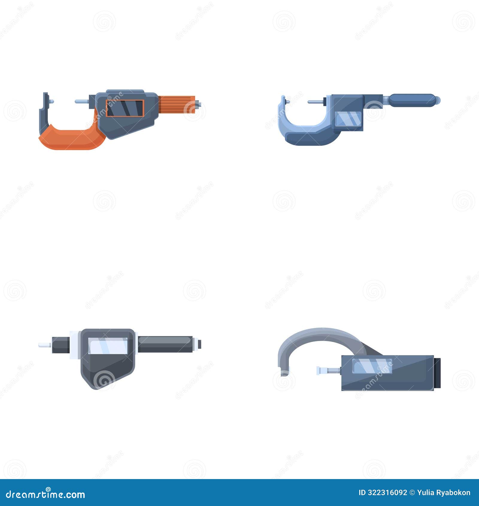 Micrometer Icons Set Cartoon Vector. Modern Laboratory Digital ...