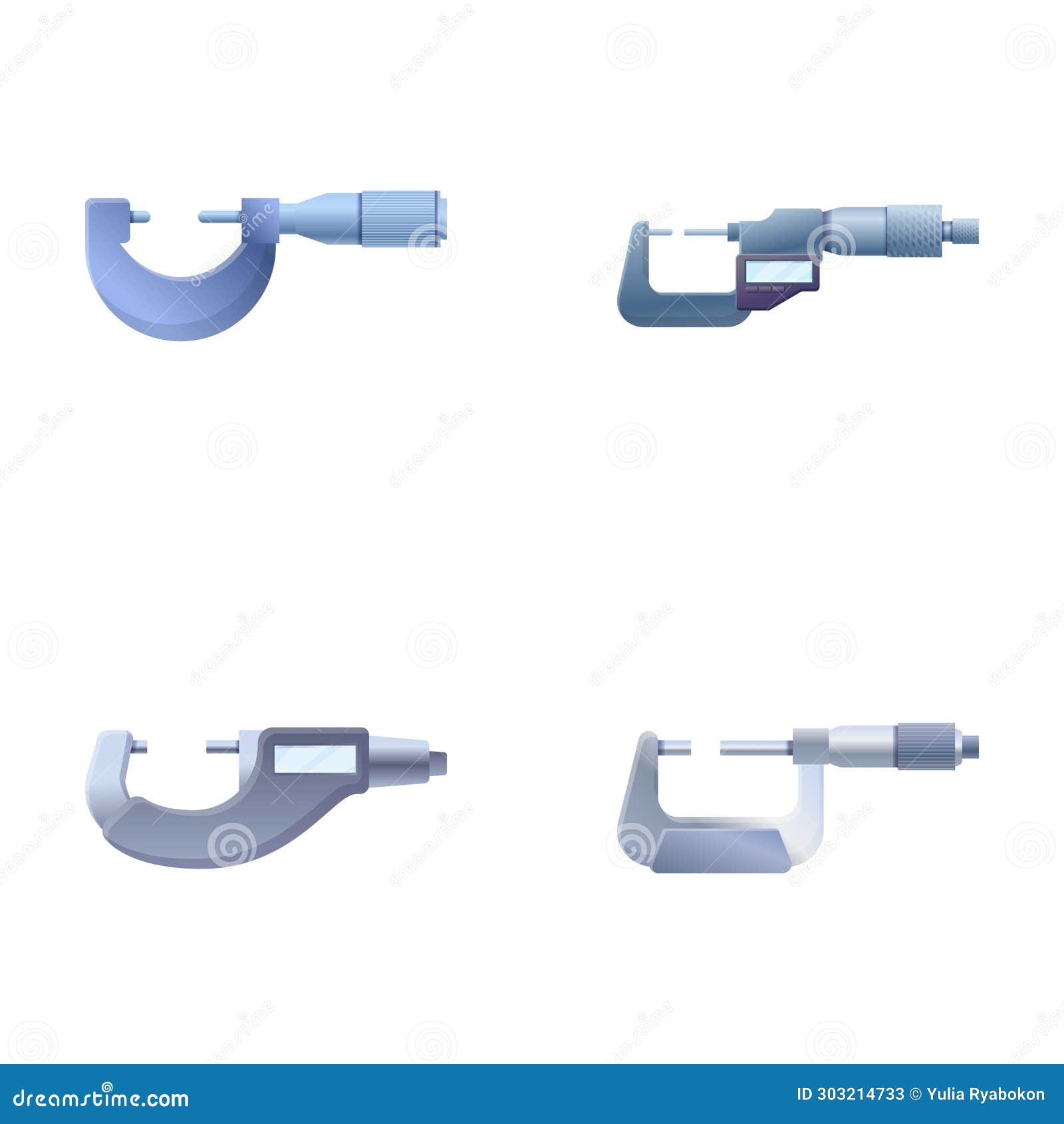 Micrometer Icons Set Cartoon Vector. Various Type of Micrometer Stock ...