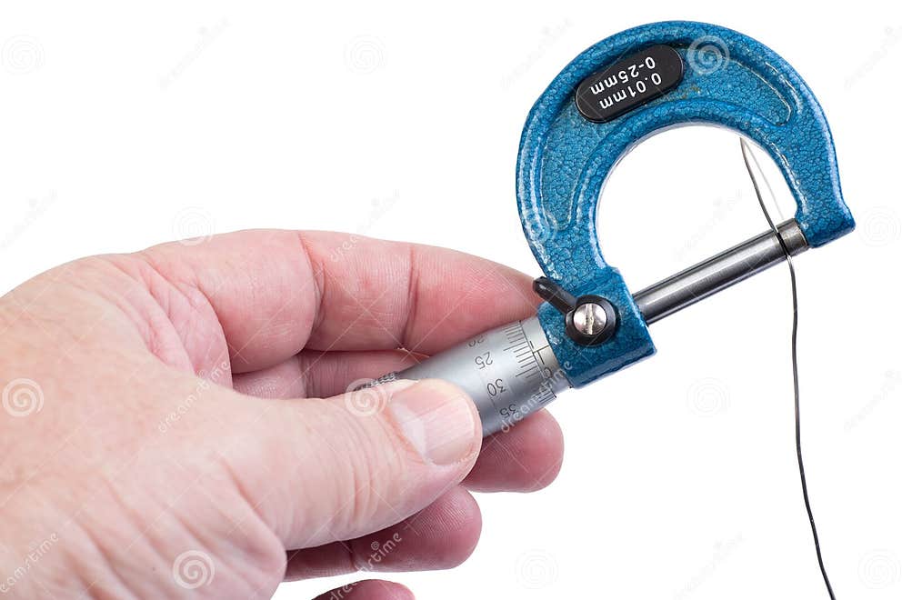 Micrometer Measures Diameter of the Wire Stock Photo - Image of machine ...