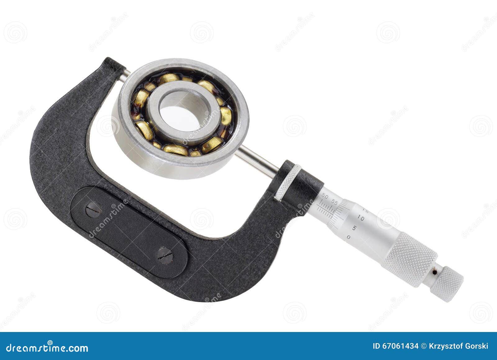 Micrometer Measuring Ball Bearing on Technical Drawing, Clipping Path ...