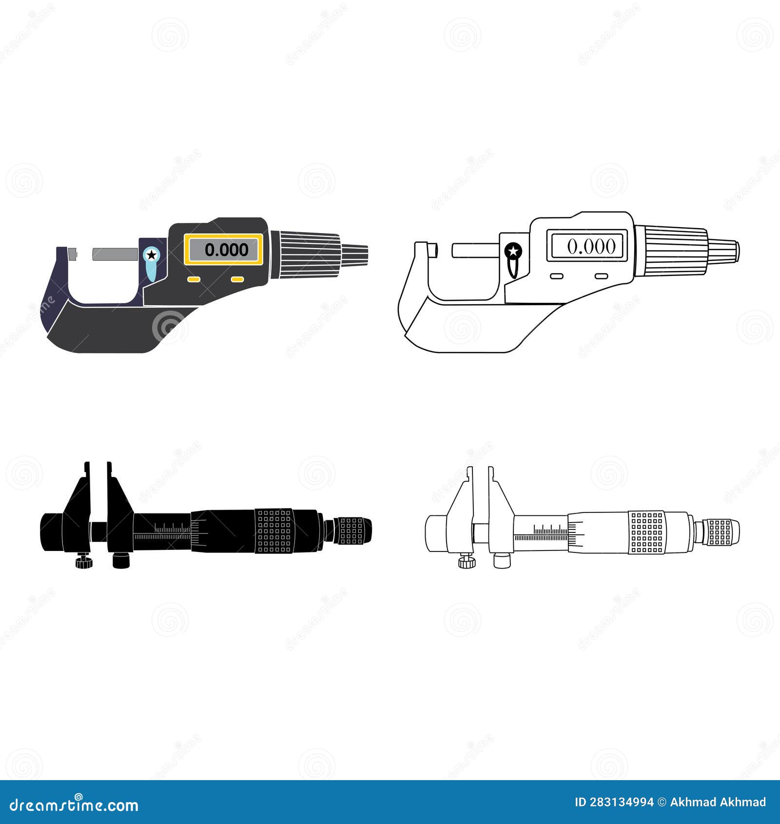 Micrometer Measuring Instrument Icon Stock Vector - Illustration of ...