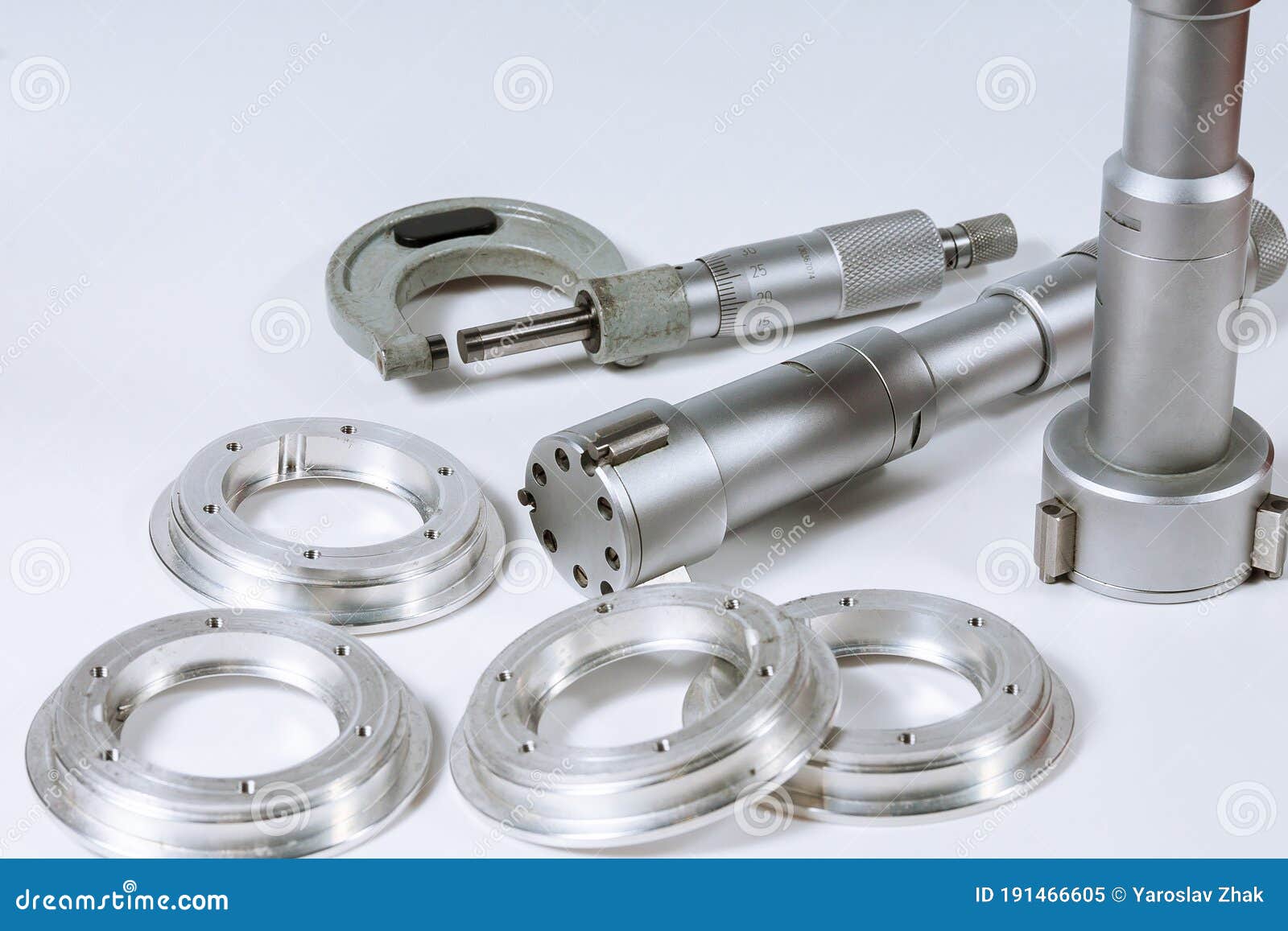 Set of Micrometers on a White Background. Precise Measurement Stock ...