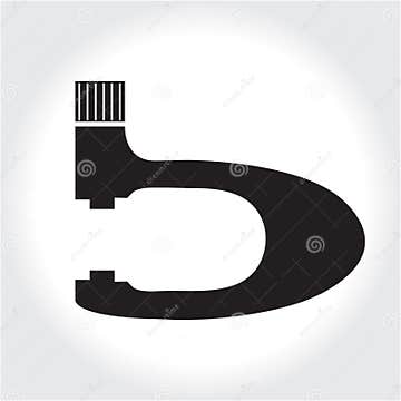 Micrometer Tool Icon, Black Silhouette. Element Logo Isolated on White ...