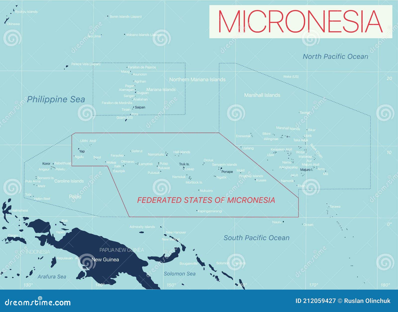 Micronesia Detailed Editable Map Stock Vector - Illustration of ...