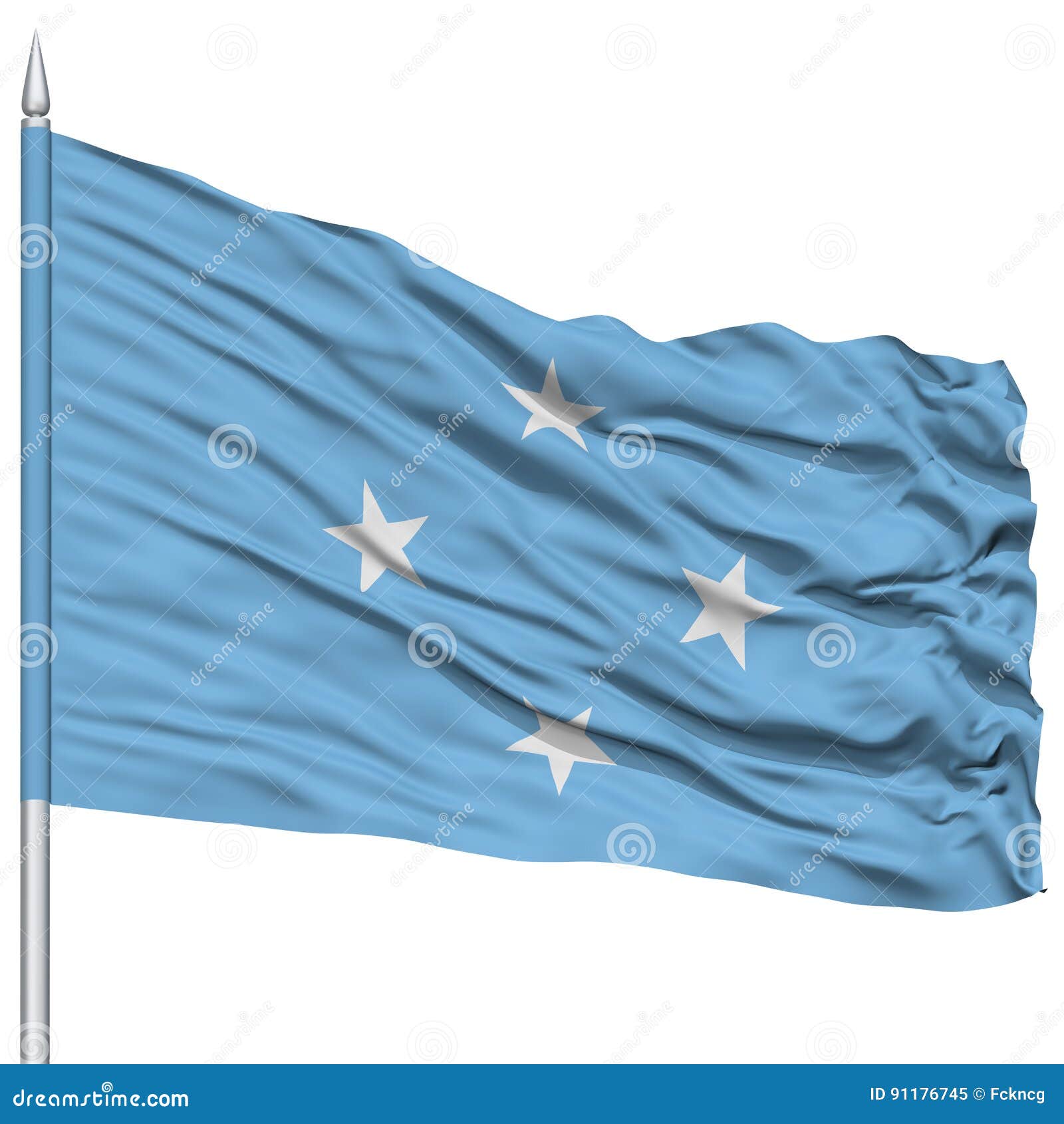 Micronesia Flag on Flagpole Stock Illustration - Illustration of cross ...