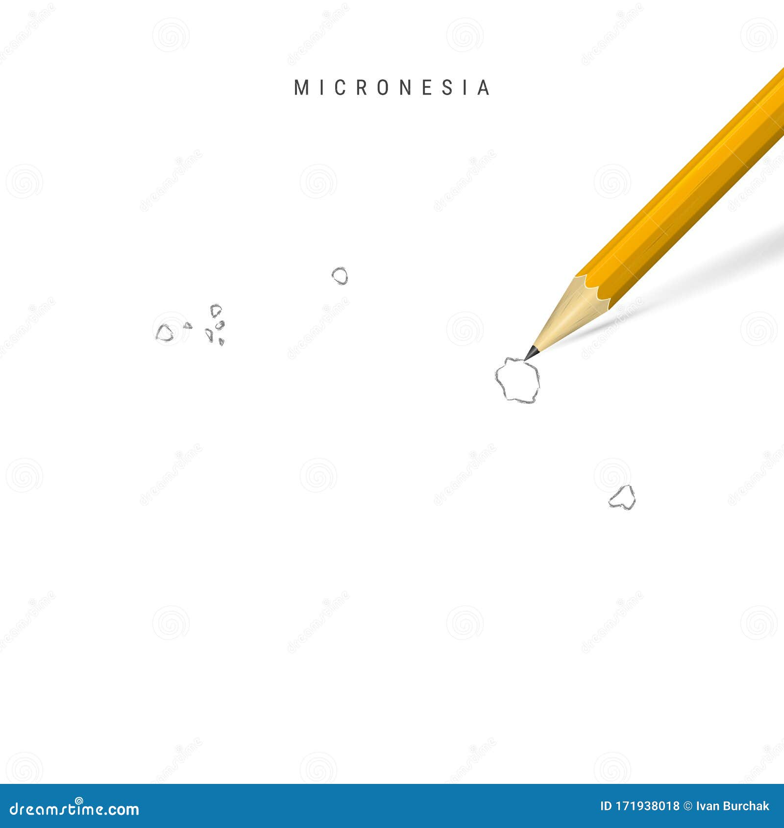 Micronesia Outline Map With The Handwritten Country Name. Continuous ...