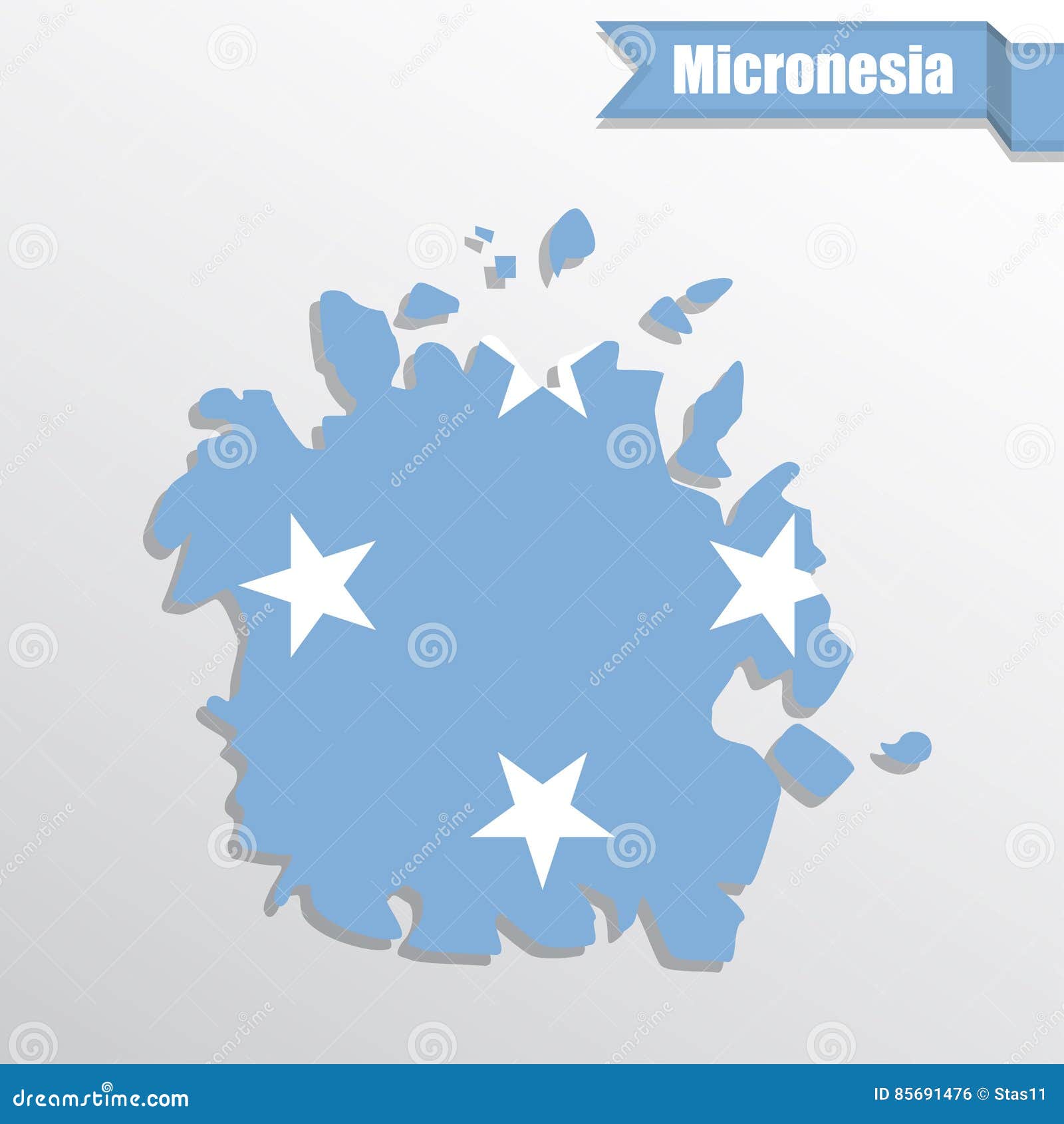 Micronesia Map with Flag Inside and Ribbon Stock Vector - Illustration ...