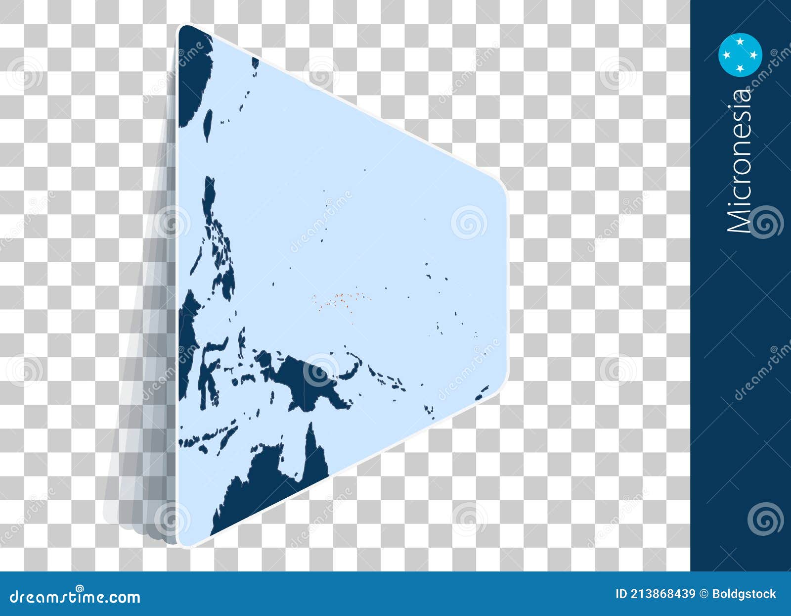 Micronesia Map And Flag On Transparent Background Cartoon Vector ...