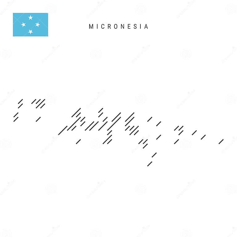 Micronesia Map from Pattern of Black Slanted Parallel Lines. Flat ...