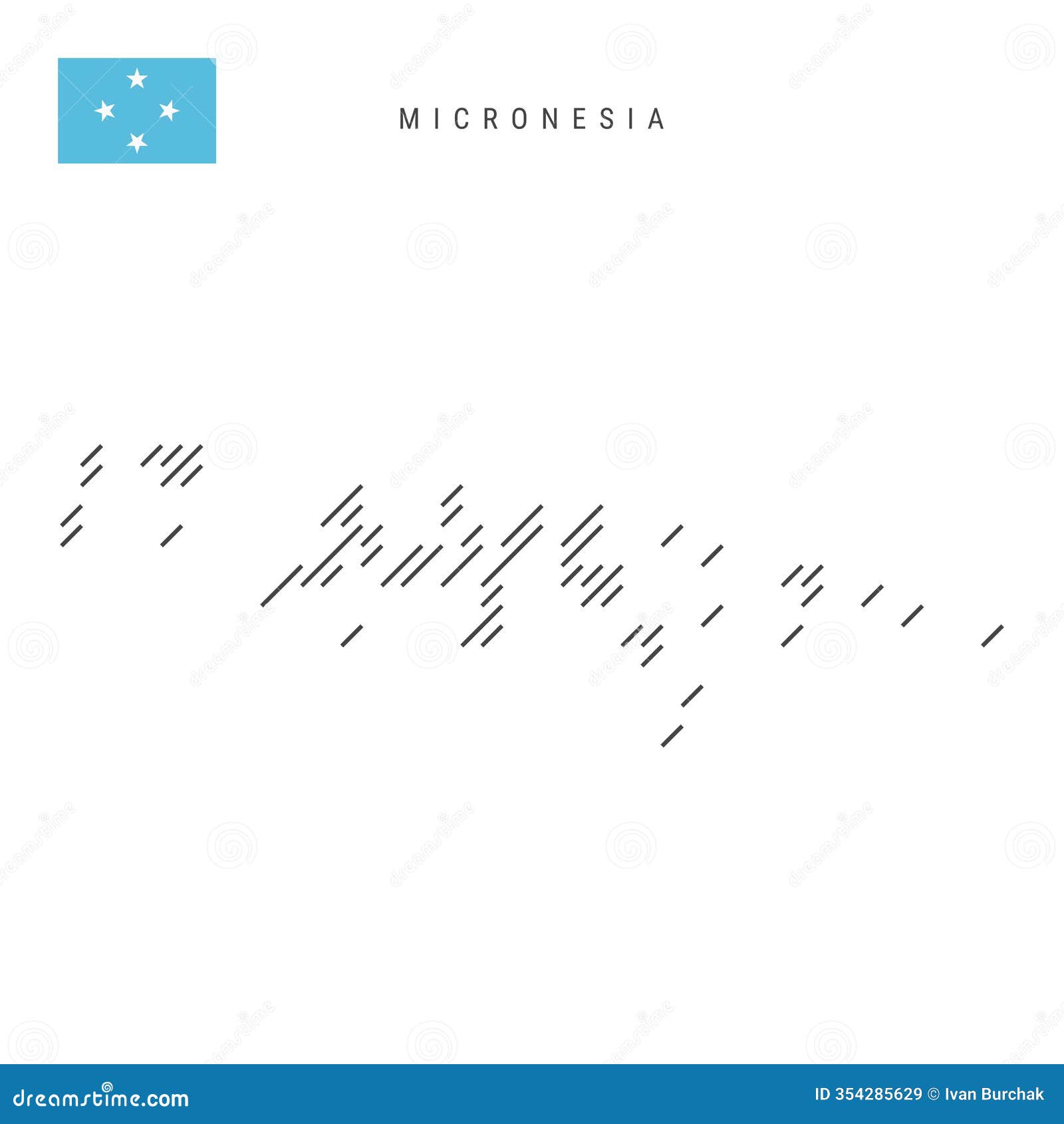 Micronesia Map From Pattern Of Black Slanted Parallel Lines. Flat ...