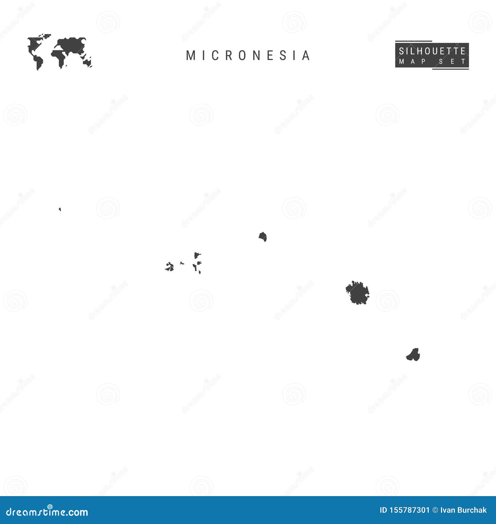 Micronesia Vector Map Isolated on White Background. High-Detailed Black ...