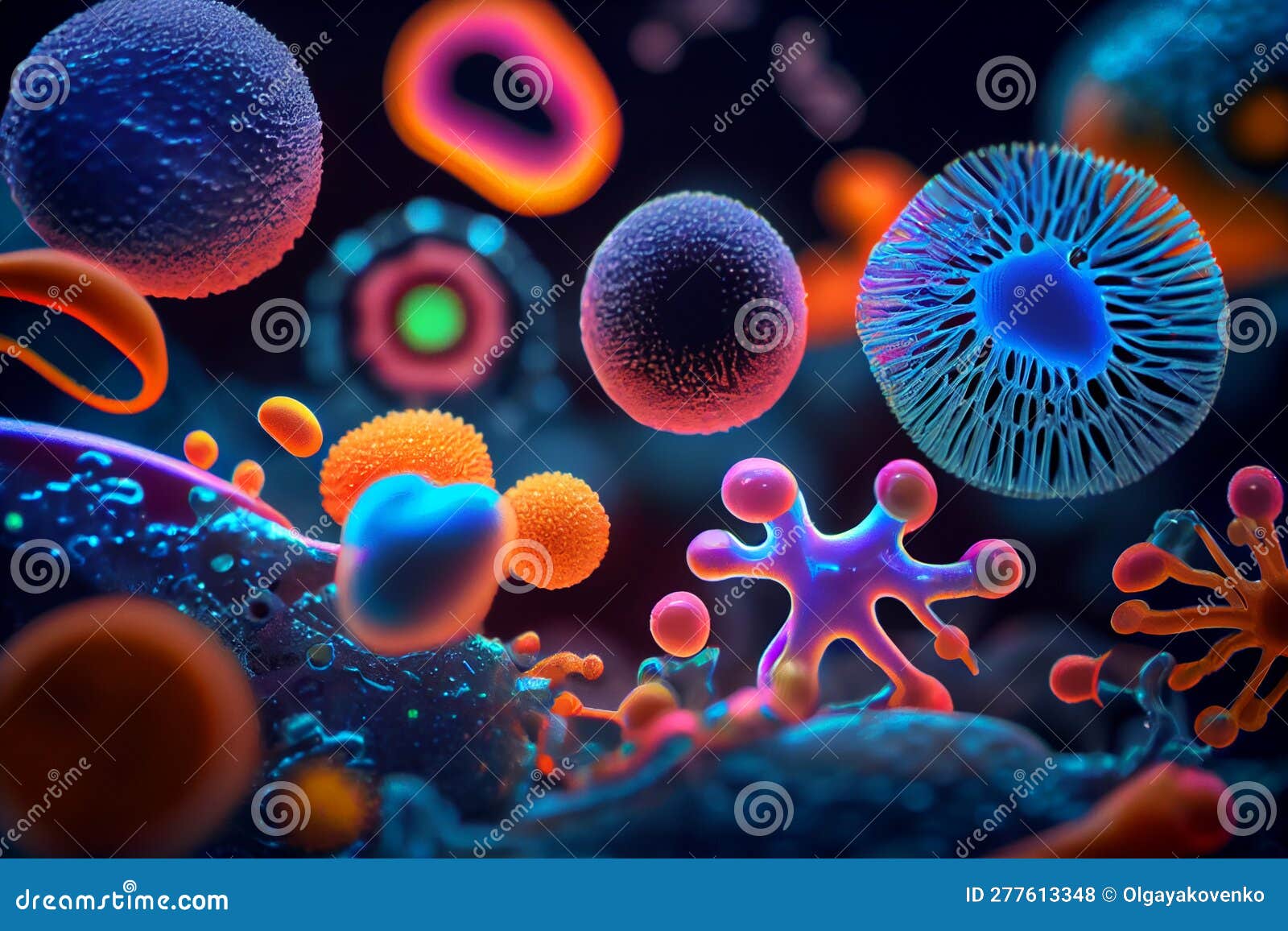Microorganism Cells Background, Ai Generation Stock Illustration ...
