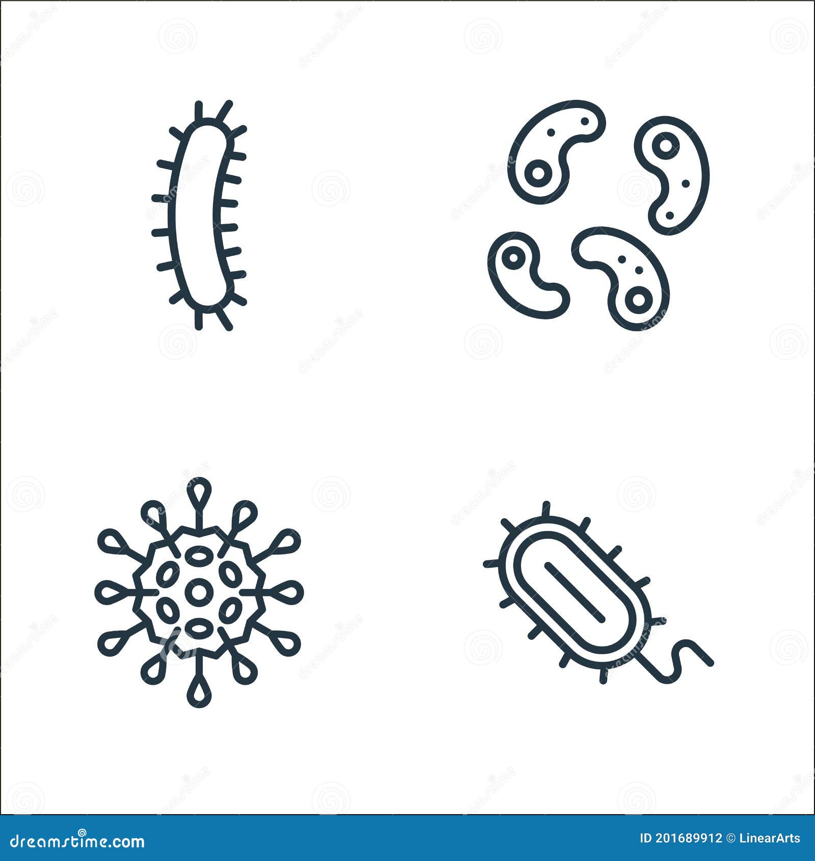 Microorganism Line Icons. Linear Set Stock Vector - Illustration of ...