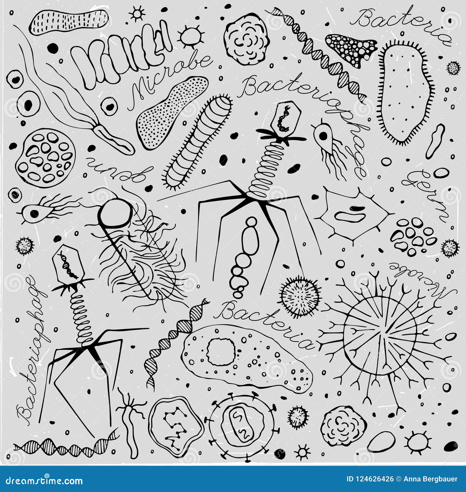 Virus hand-drawn image stock vector. Illustration of drawing - 124626426