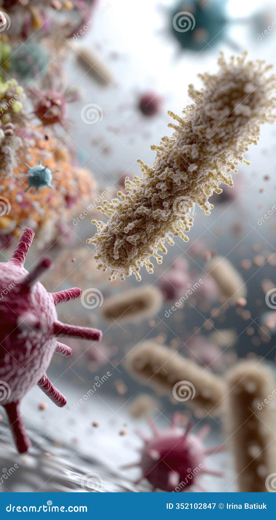 Microorganisms in a Dynamic Environment Showcasing Bacteria and Viruses ...