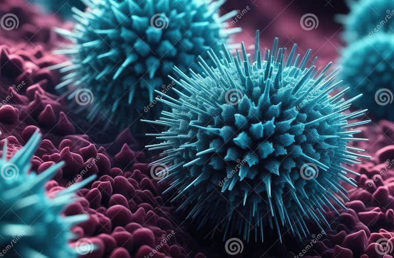 Microorganisms or Germs that Cause Disease. Blue Virus or Bacteria ...