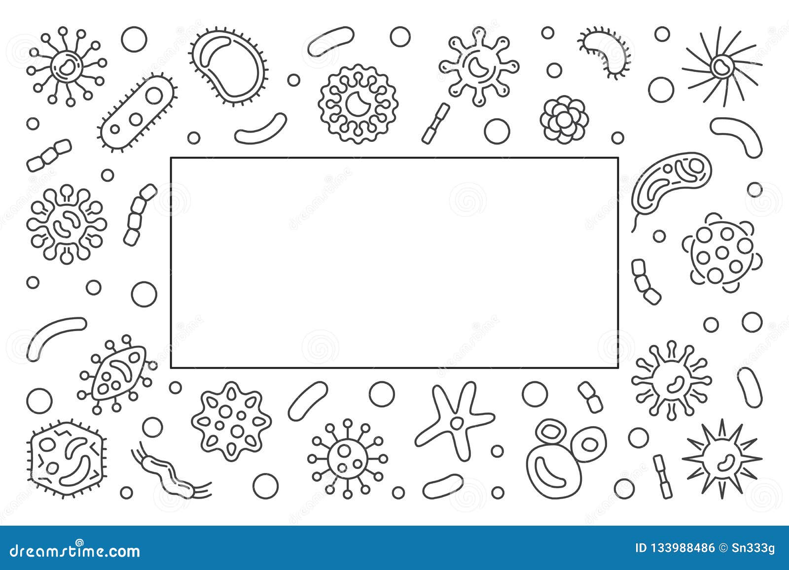 Frame With Bacterium. Vector Bacteria. | CartoonDealer.com #76742960