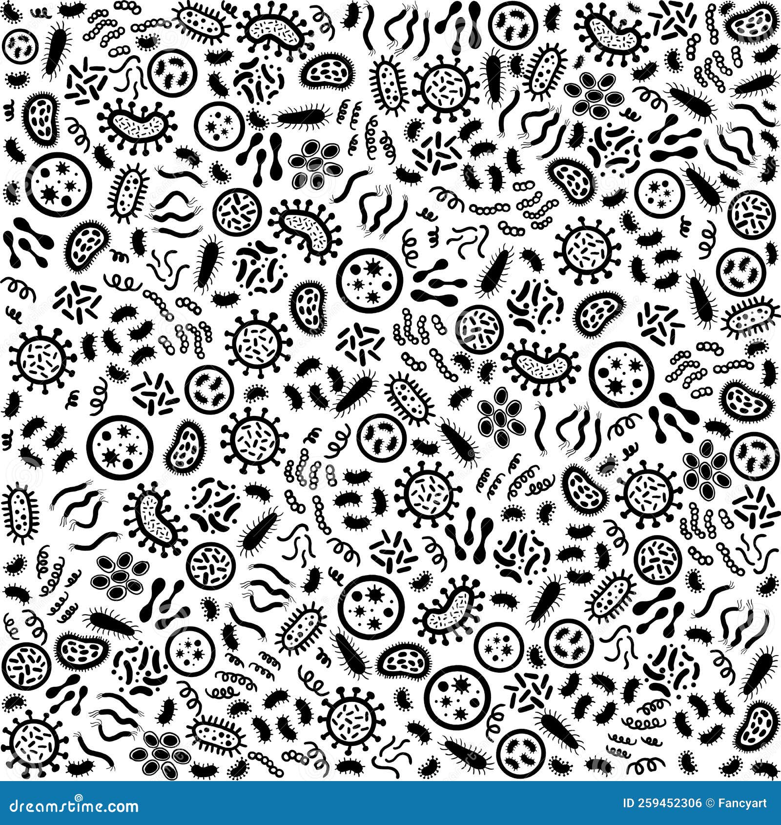 Microorganisms Microscopical Germs On White Background Vector ...