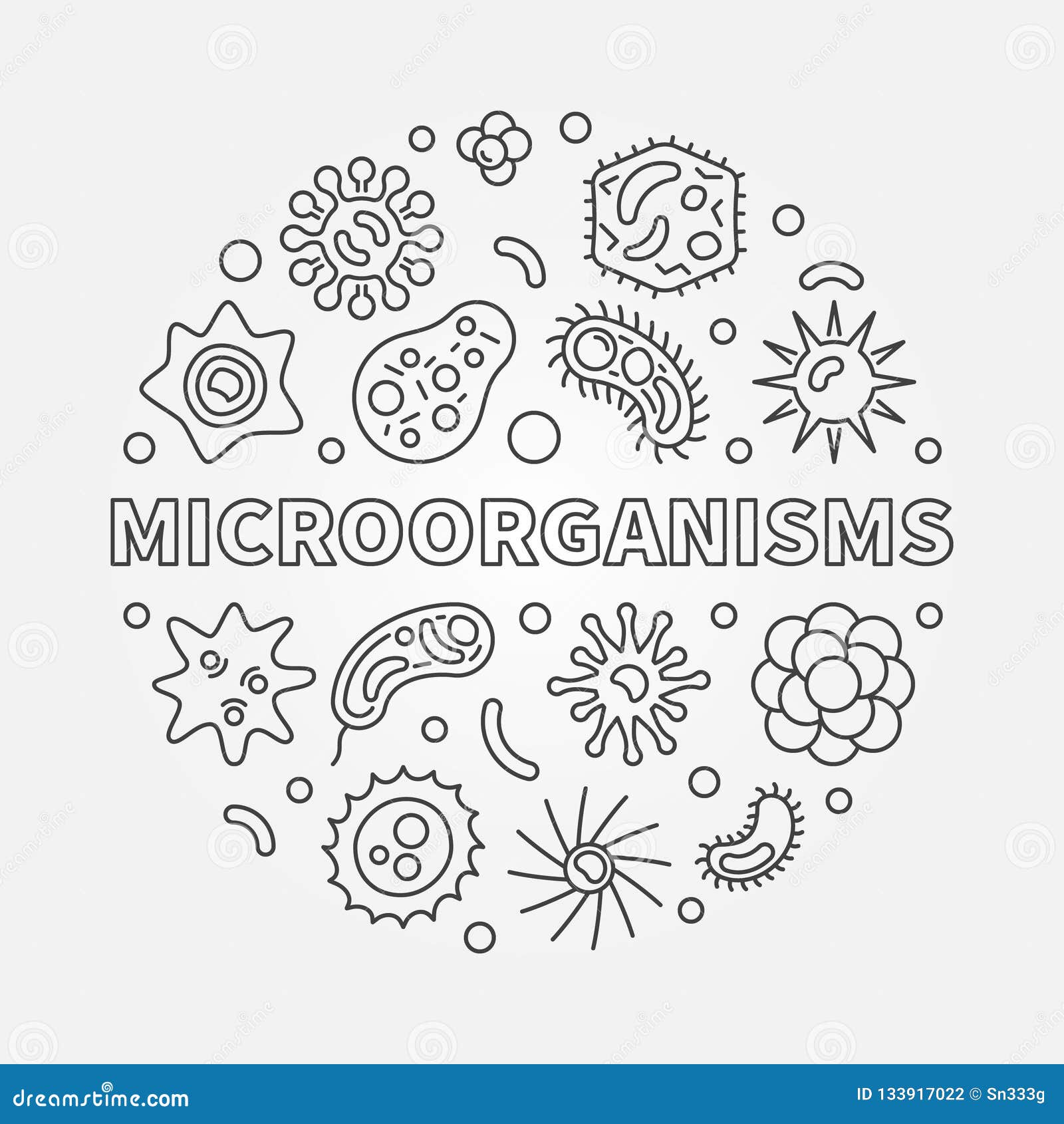 Microorganisms Round Vector Microbiology Outline Illustration Stock ...