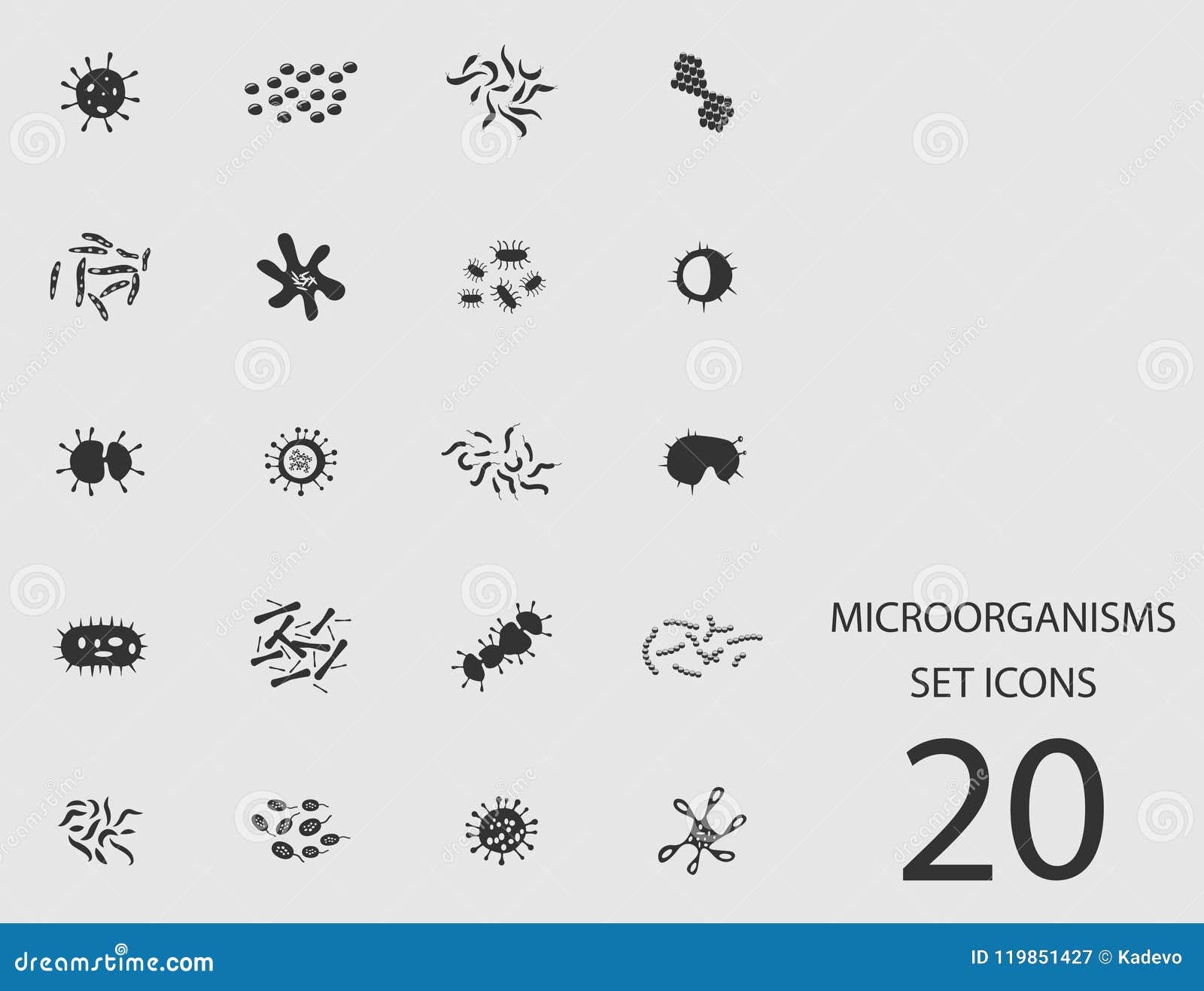 Microorganisms Set of Flat Icons. Vector Illustration Stock Vector ...