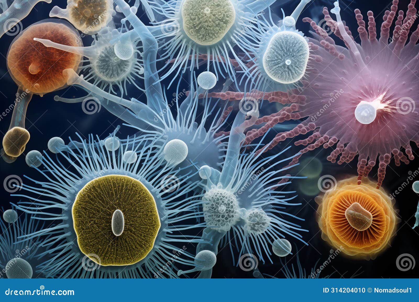Microorganisms Under a Microscope. Generative AI Stock Photo - Image of ...