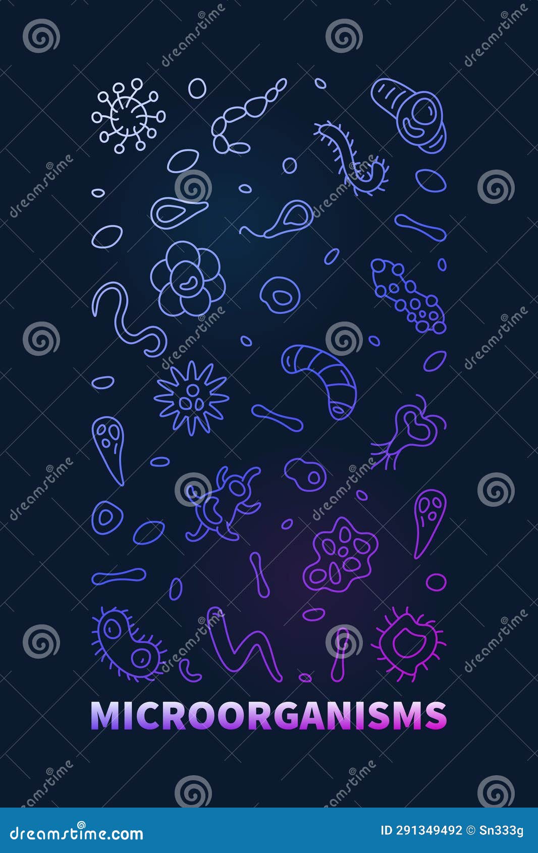 Microorganisms Vector Micro Organisms Concept Linear Colored Vertical ...