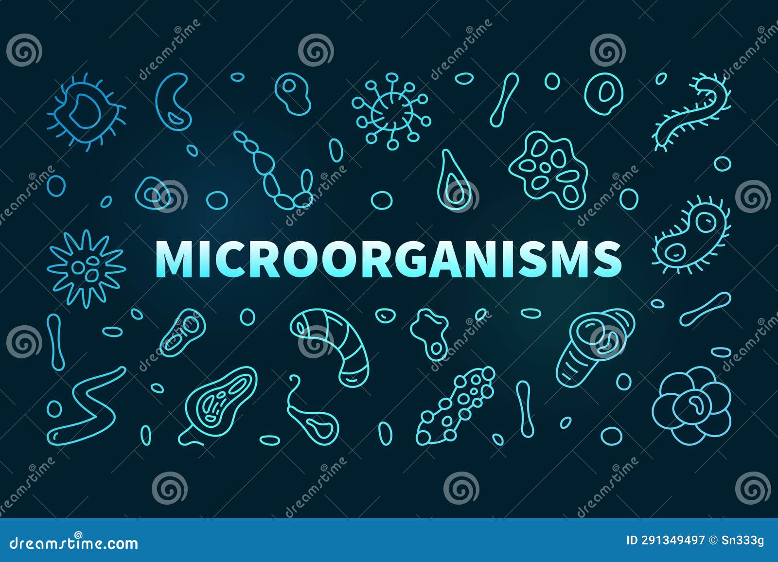 Microorganisms Vector Micro Organisms Concept Outline Colored ...
