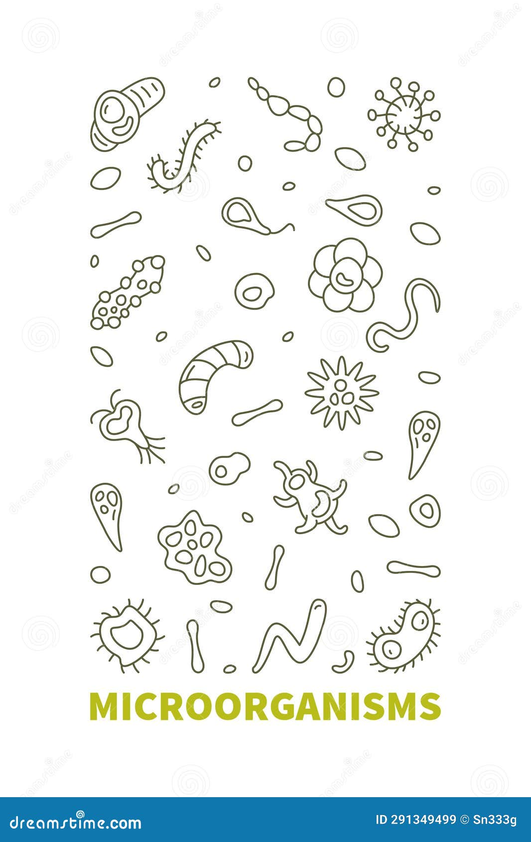Microorganisms Vector Micro Organisms Concept Outline Colored Vertical ...