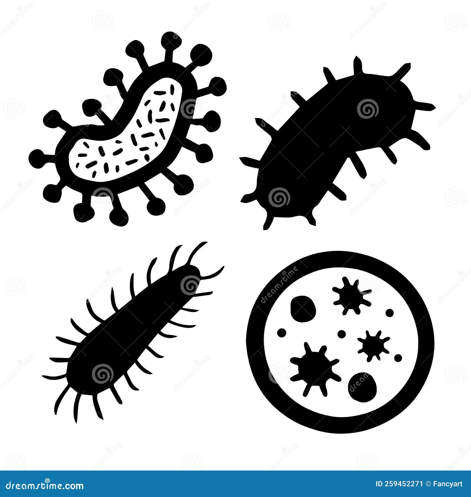 Microorganisms in Vibrio Coccus and Bacilli Shapes Stock Vector ...