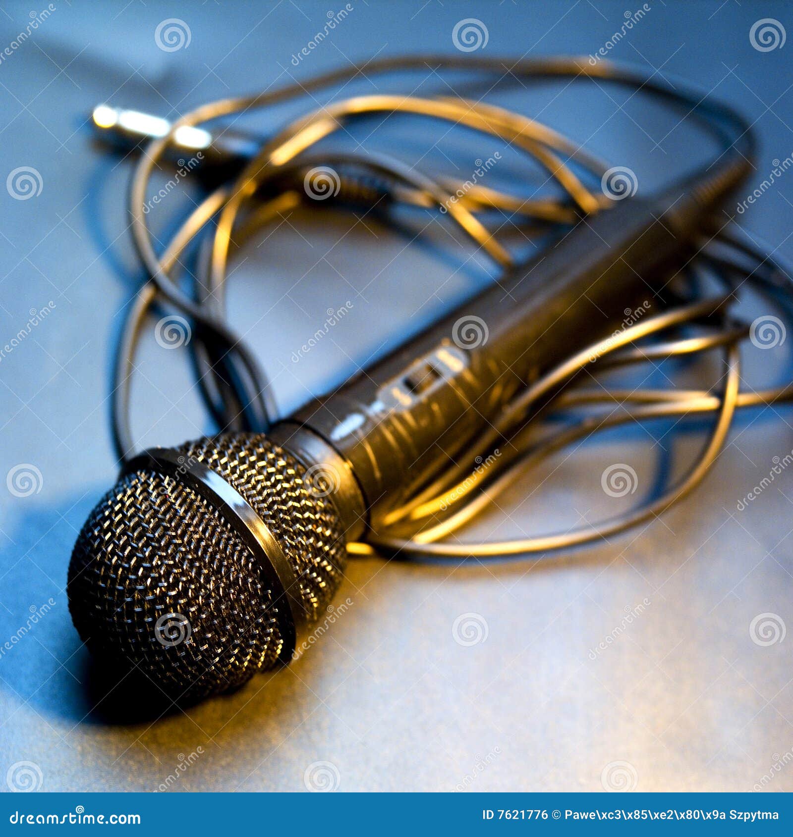 Microphone stock photo. Image of blue, electronics, indoors - 7621776
