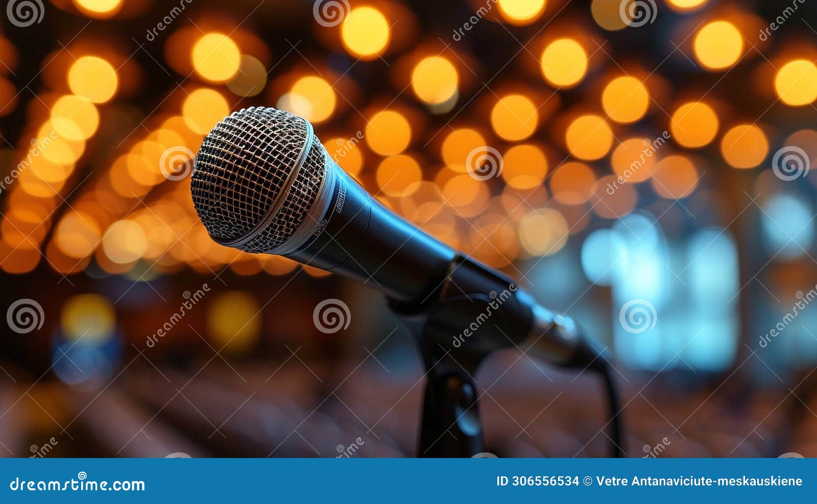 Microphone on Abstract Blurred of Speech in Seminar Room or Speaking ...