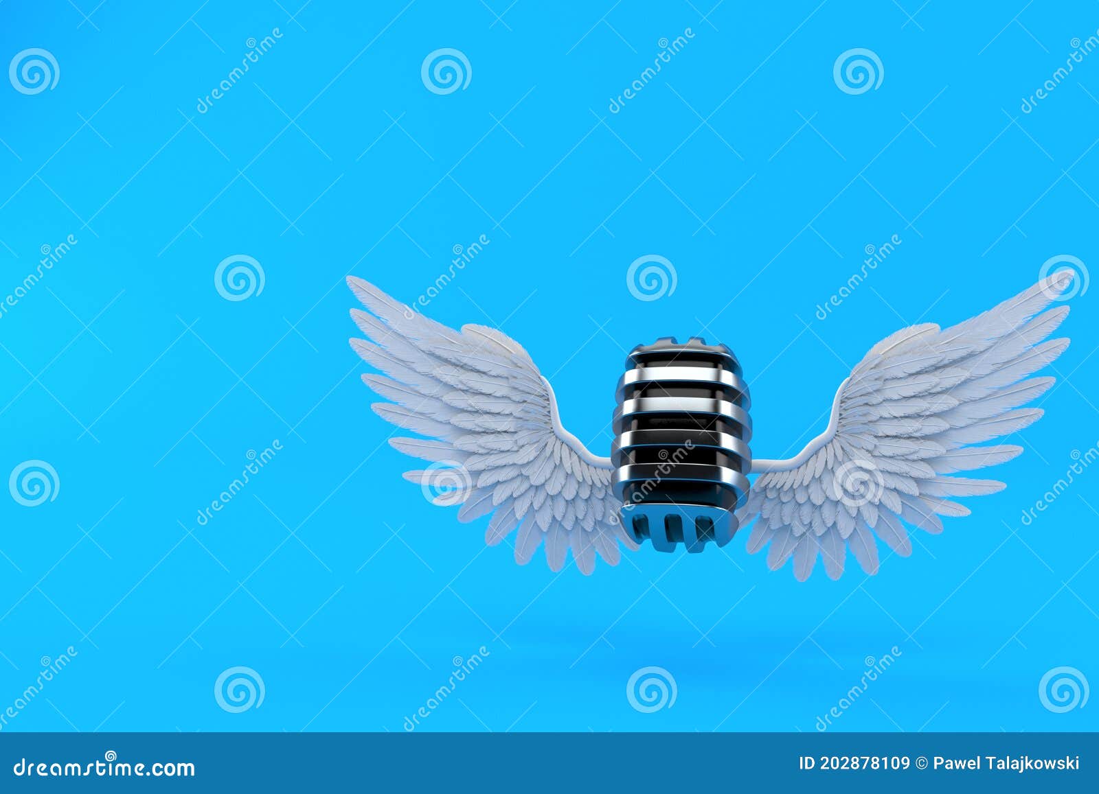 Microphone with Angel Wings Stock Illustration - Illustration of sing ...