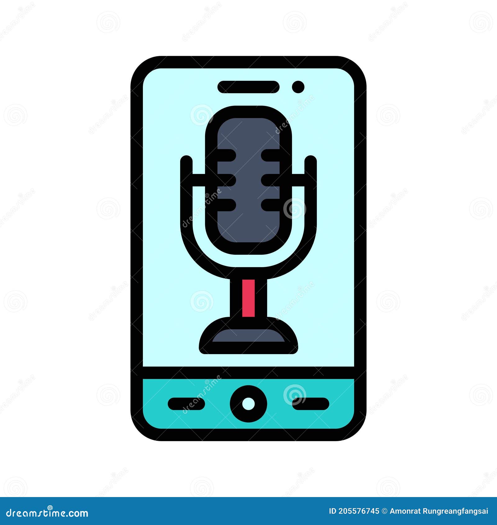 Microphone App Icon, Mobile Application Vector Illustration Stock ...