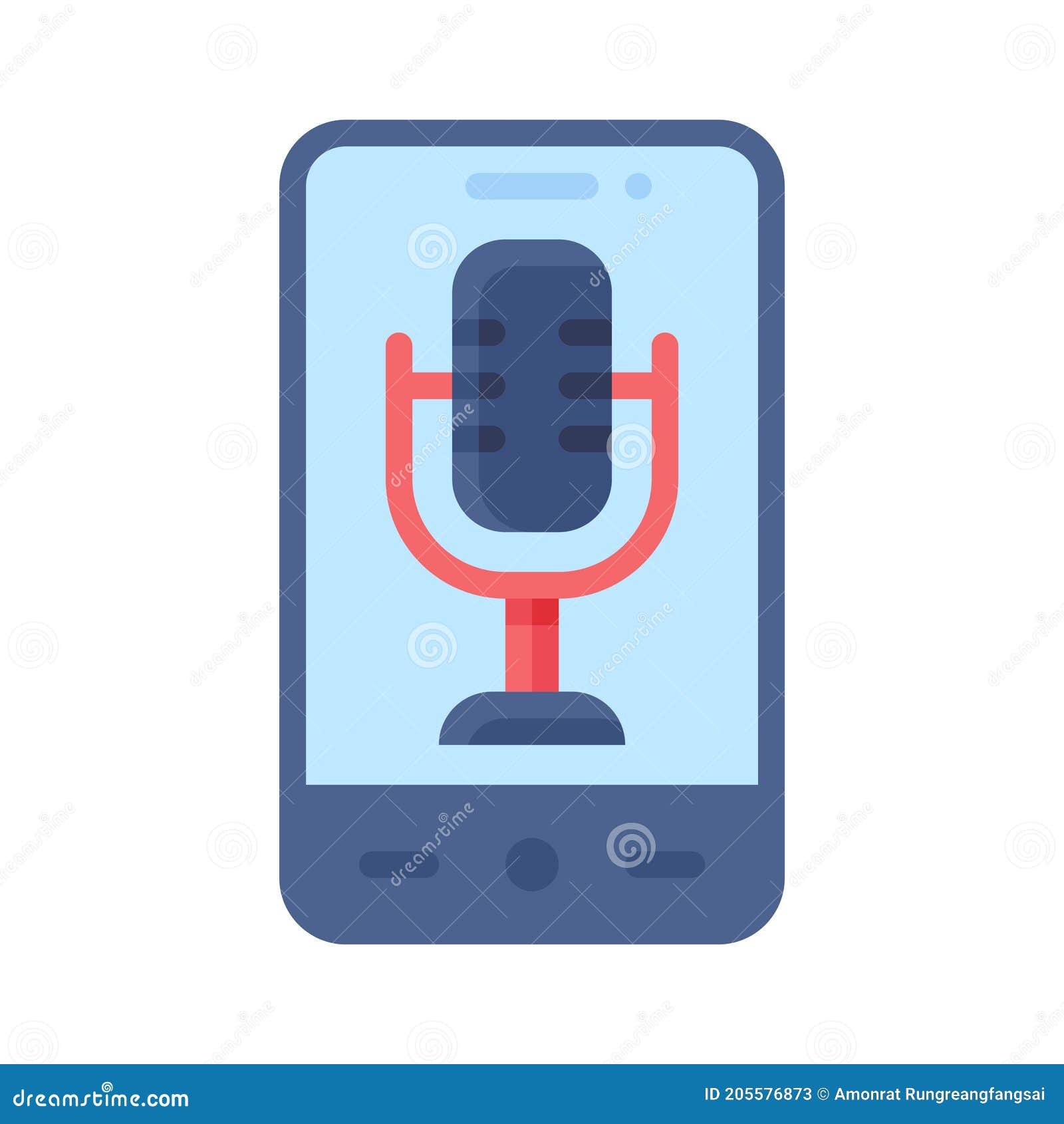 Microphone App Icon, Mobile Application Vector Illustration Stock ...