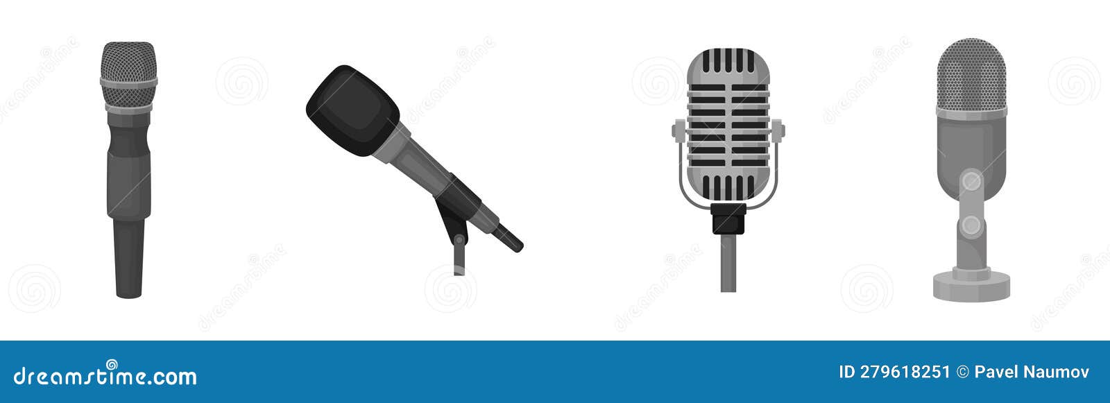 Microphone As Device Converting Sound into Electrical Signal Vector Set ...