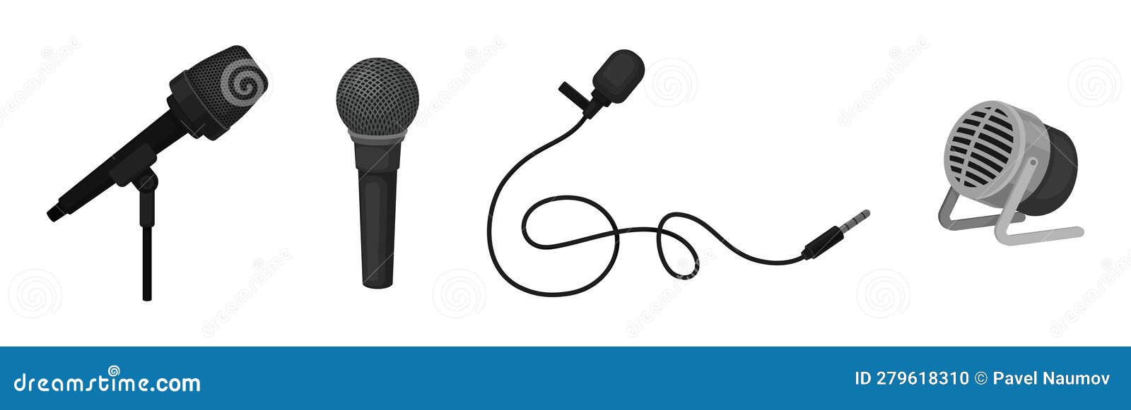 Microphone As Device Converting Sound into Electrical Signal Vector Set ...