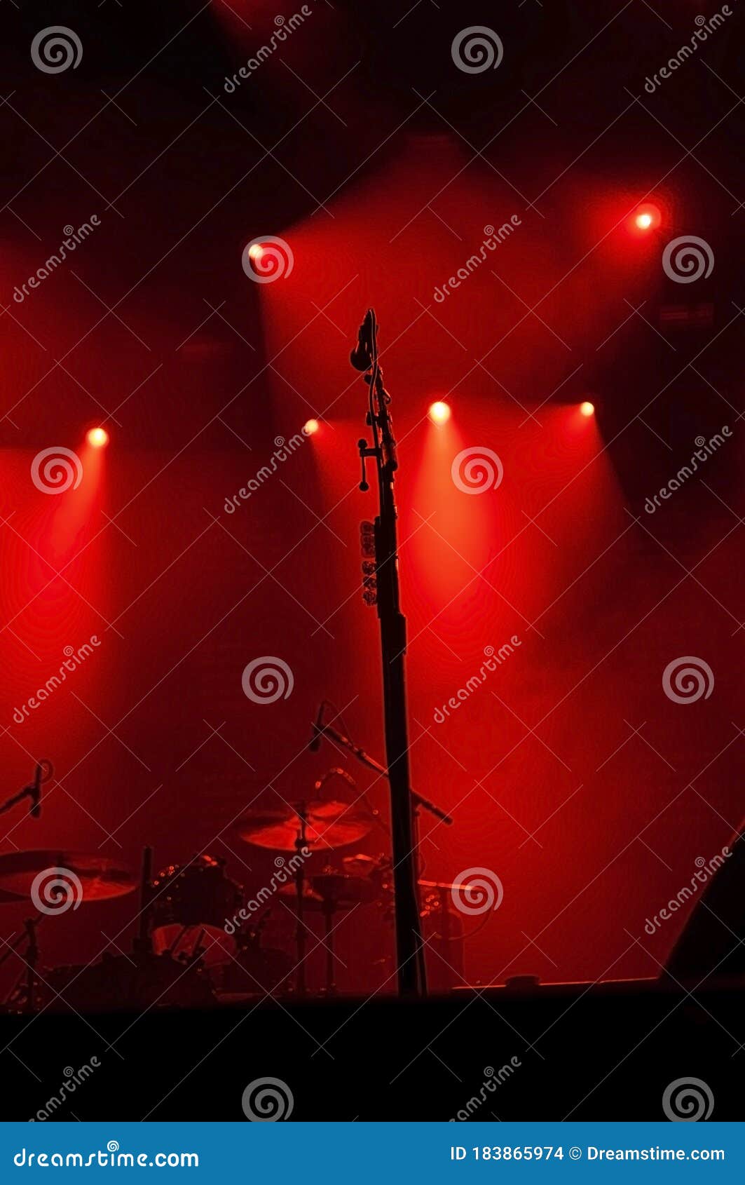 Microphone Audio Rack on an Empty Stage Stock Photo - Image of cord ...