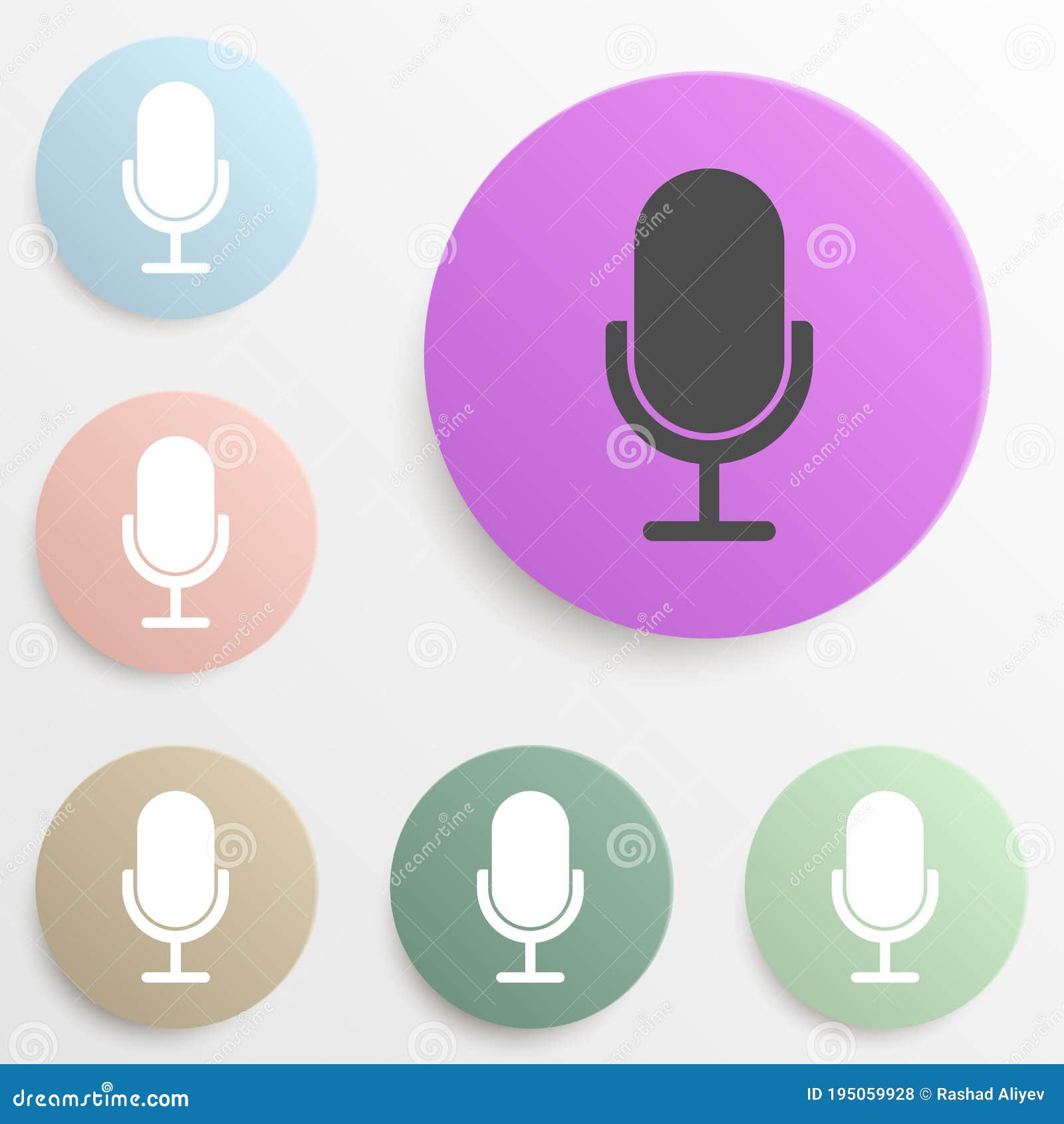 Microphone Badge Color Set. Simple Glyph, Flat Vector of Web Icons for ...