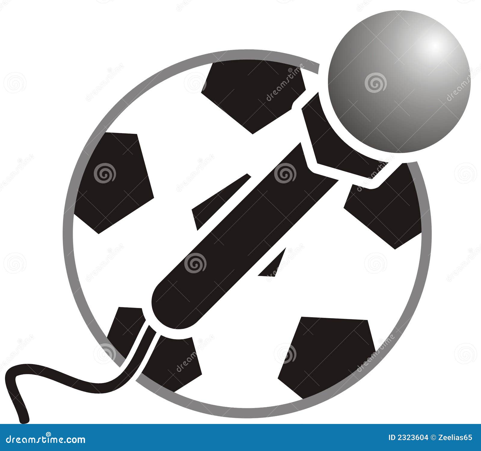 Microphone With Football, Soccer Ball. 3D Render, Isolated On White ...