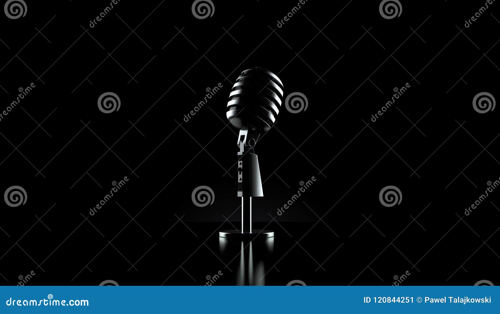 Microphone on Black Background Stock Illustration - Illustration of ...