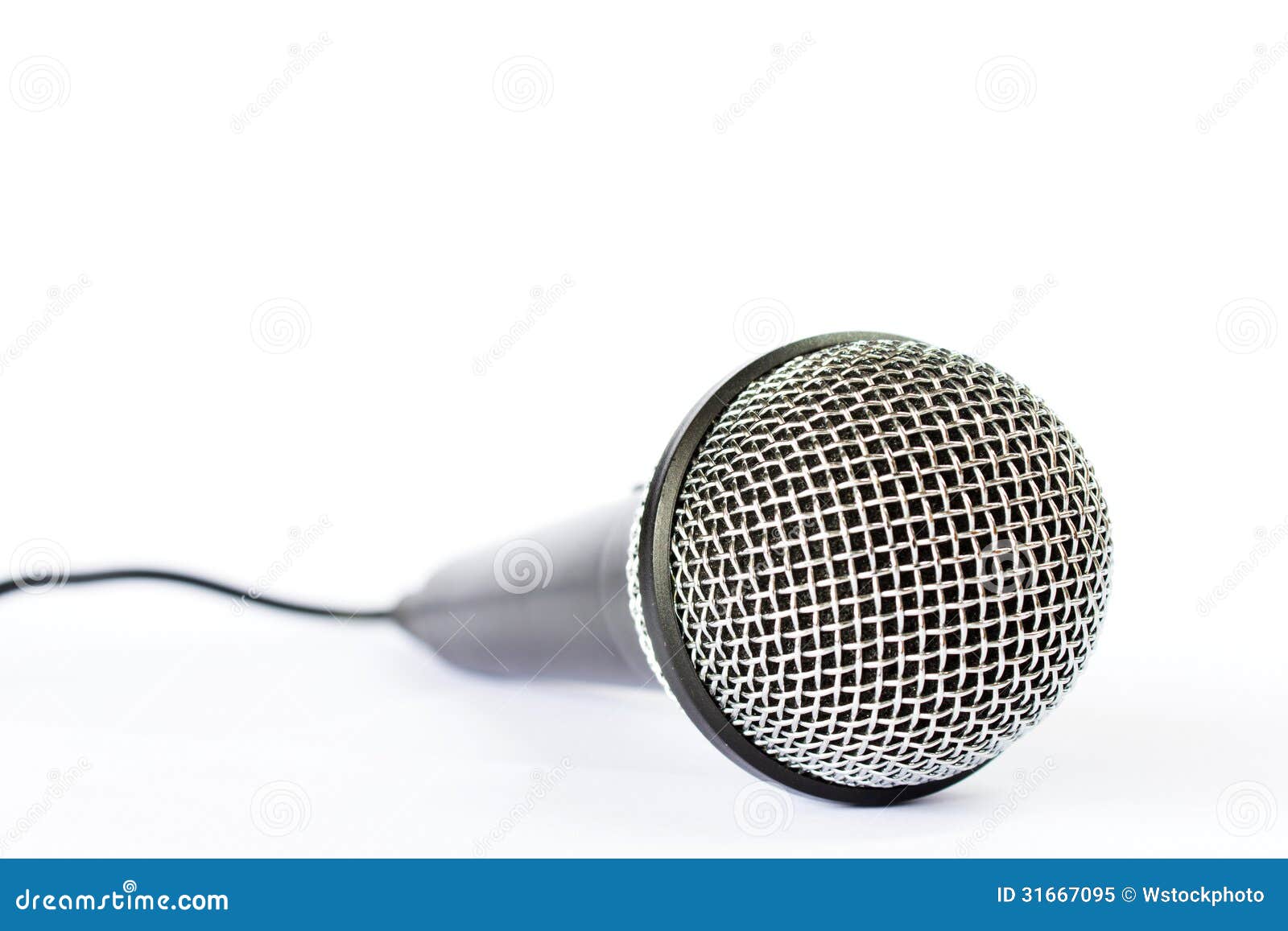 Microphone with Black Wire Isolated on White Stock Image - Image of ...