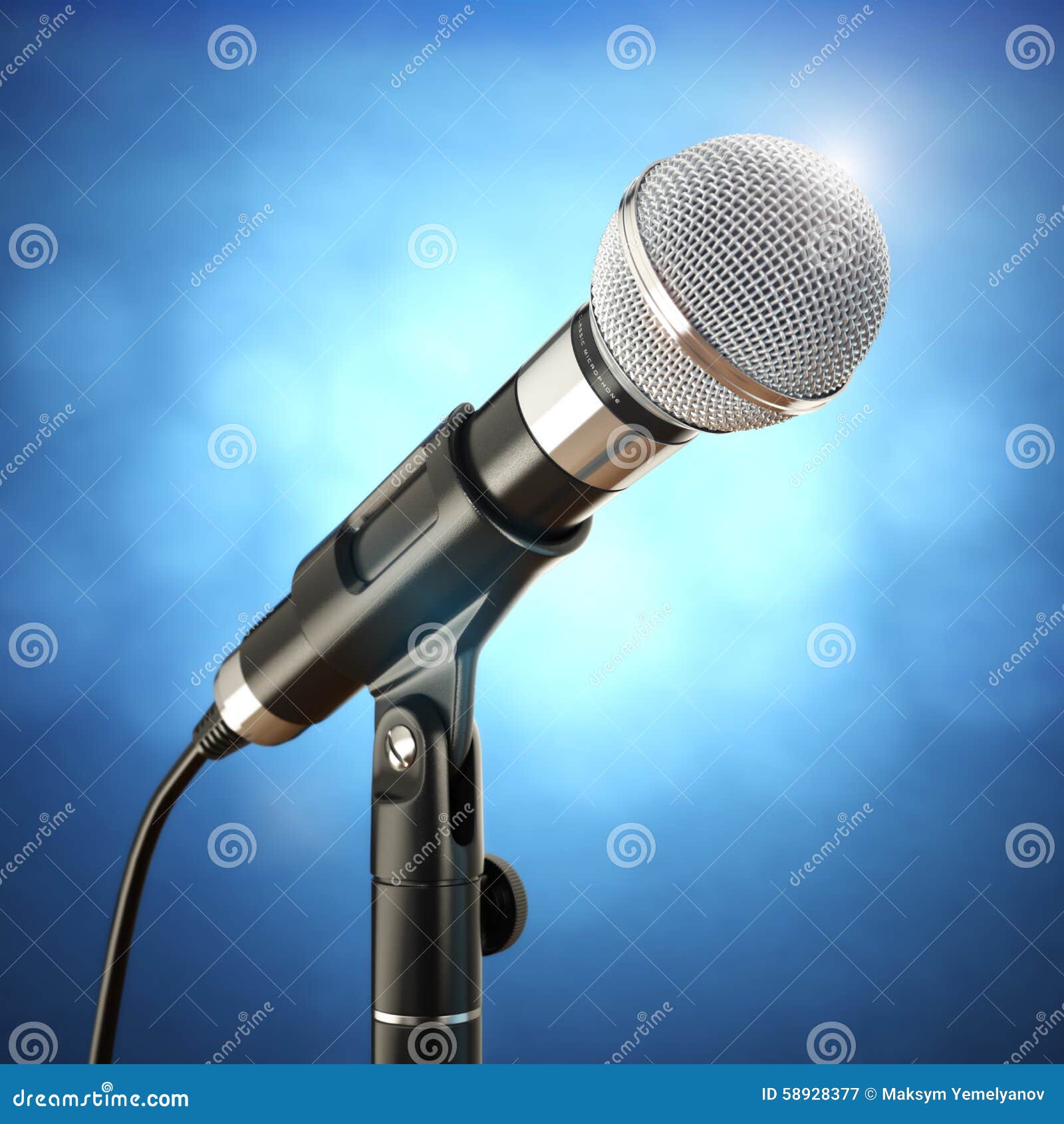 Microphone on the Blue Abstract Background Stock Illustration ...