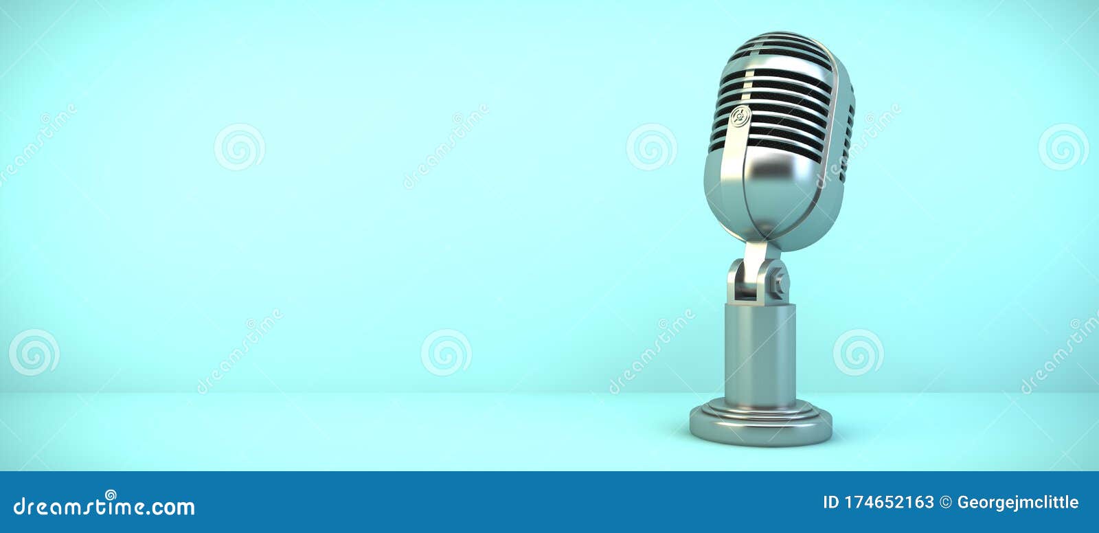 Microphone on Blue Background Stock Illustration - Illustration of ...
