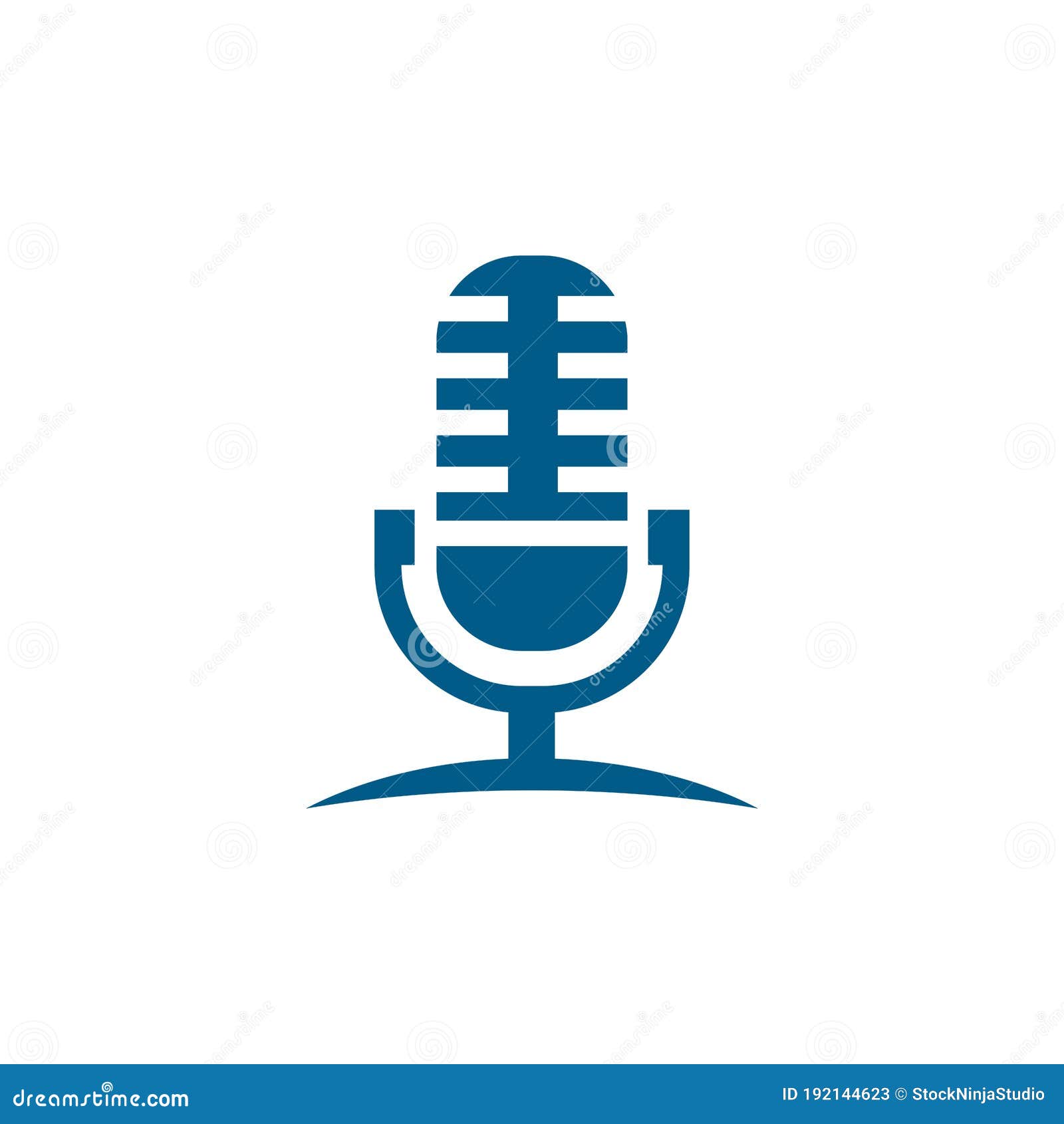 Microphone Blue Icon on White Background. Blue Flat Style Vector ...