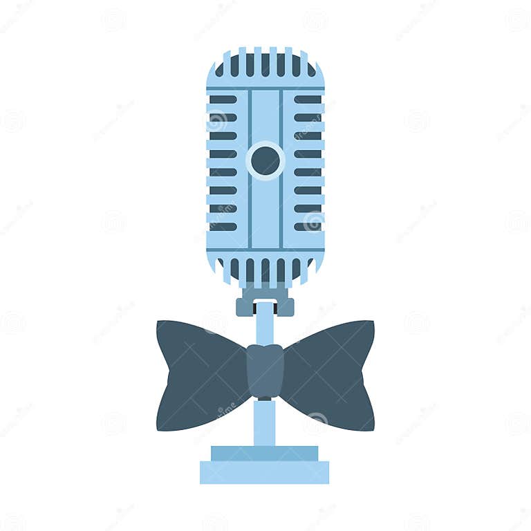 Microphone with Bow Tie Icon, Flat Design Editorial Photo ...