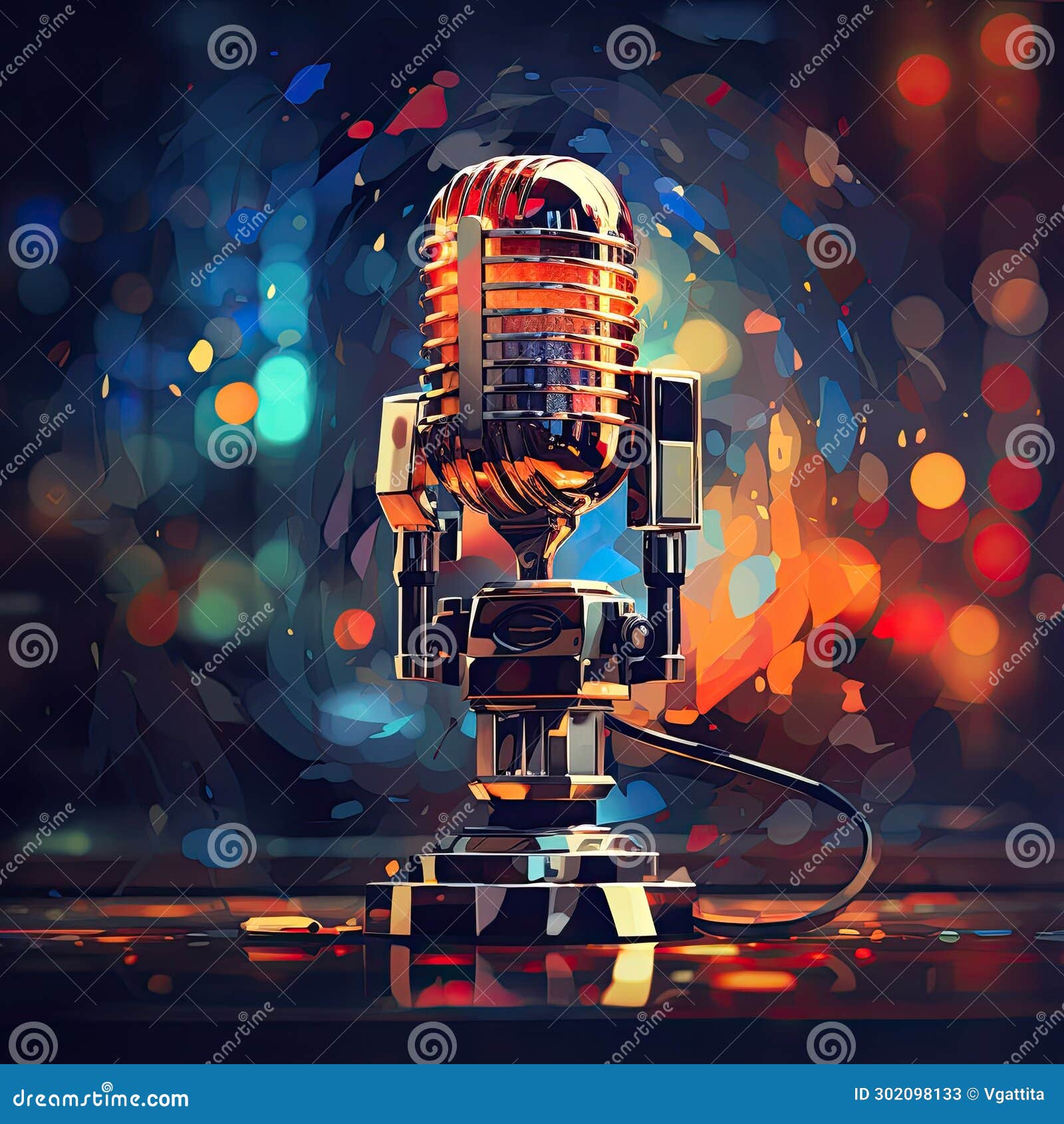 Microphone Bright Illustration Dark Background Stock Illustration ...