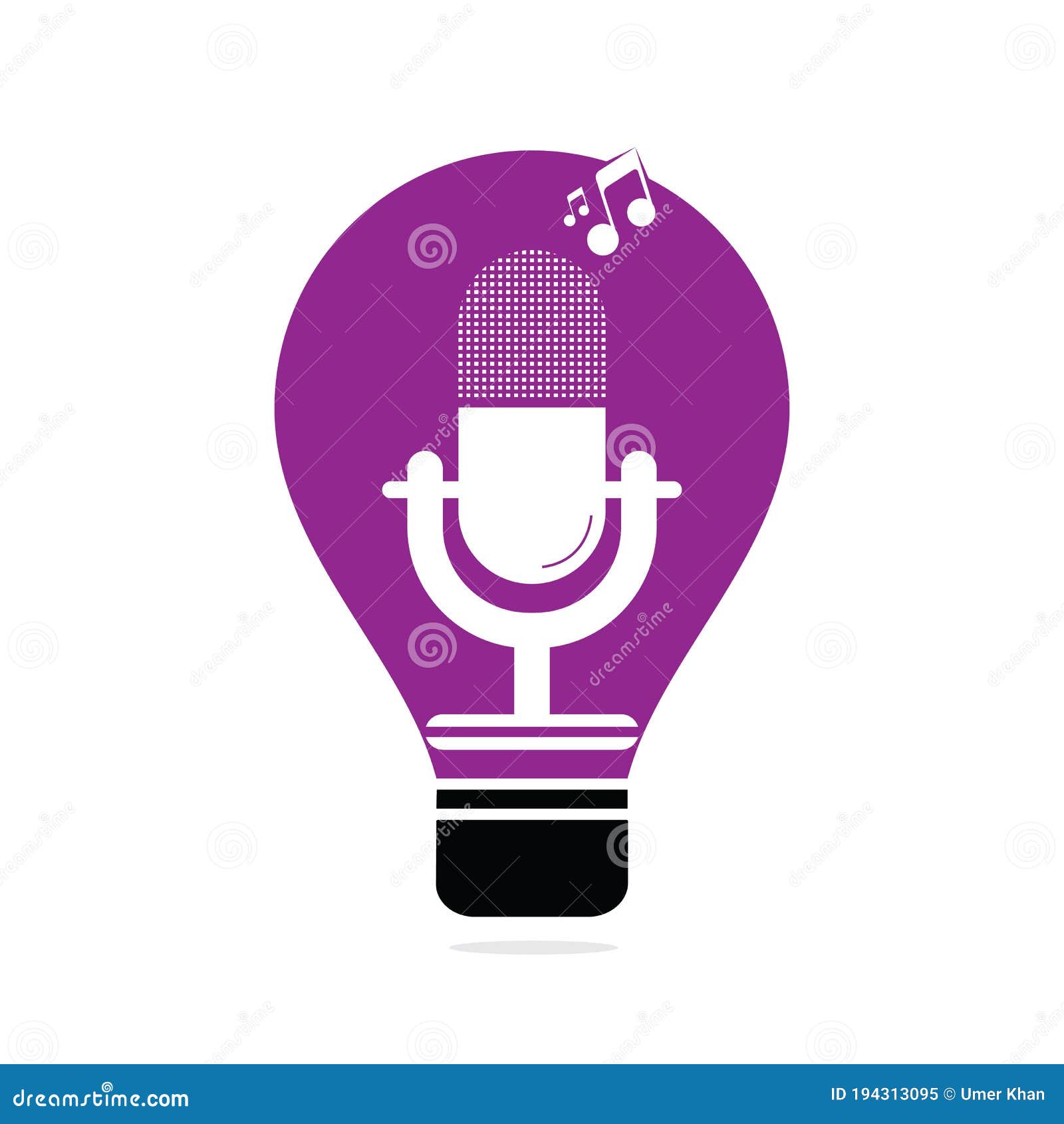 Microphone Bulb Shape Concept Logo Design. Stock Vector - Illustration ...