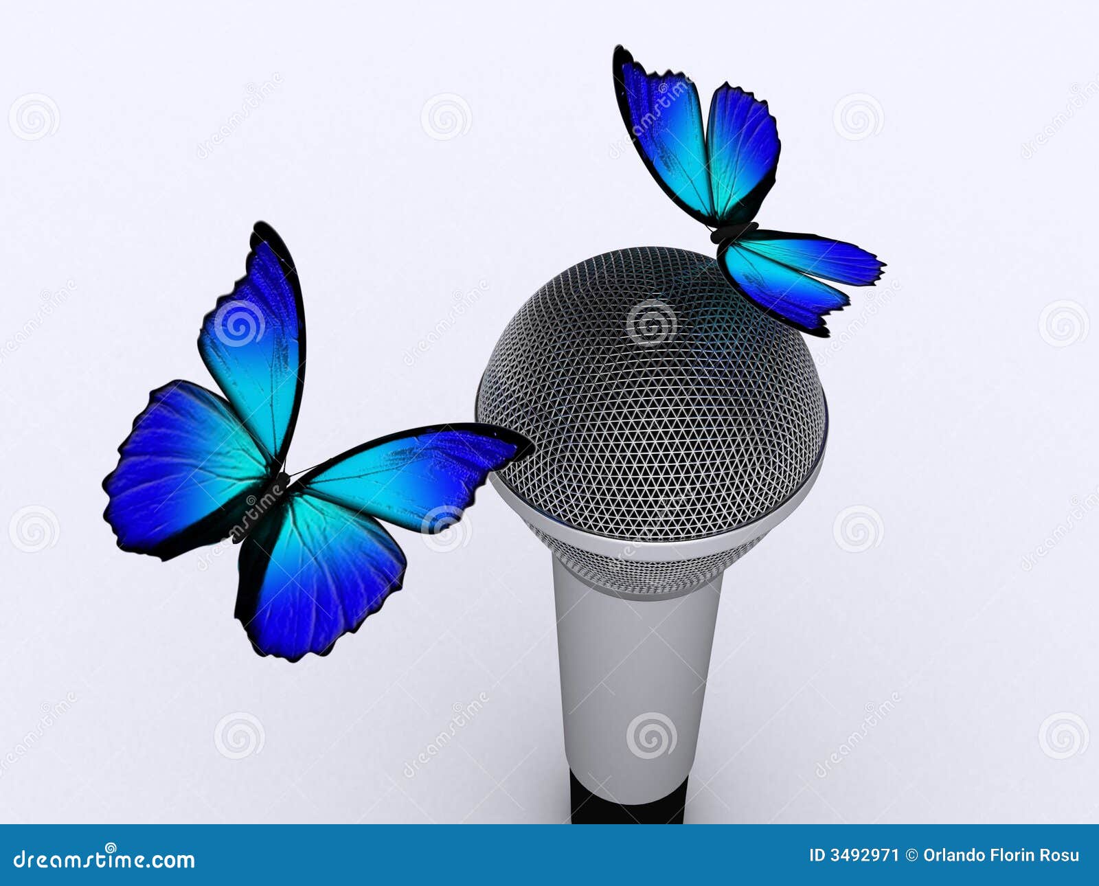 Microphone and butterfly 2 stock illustration. Illustration of metallic ...