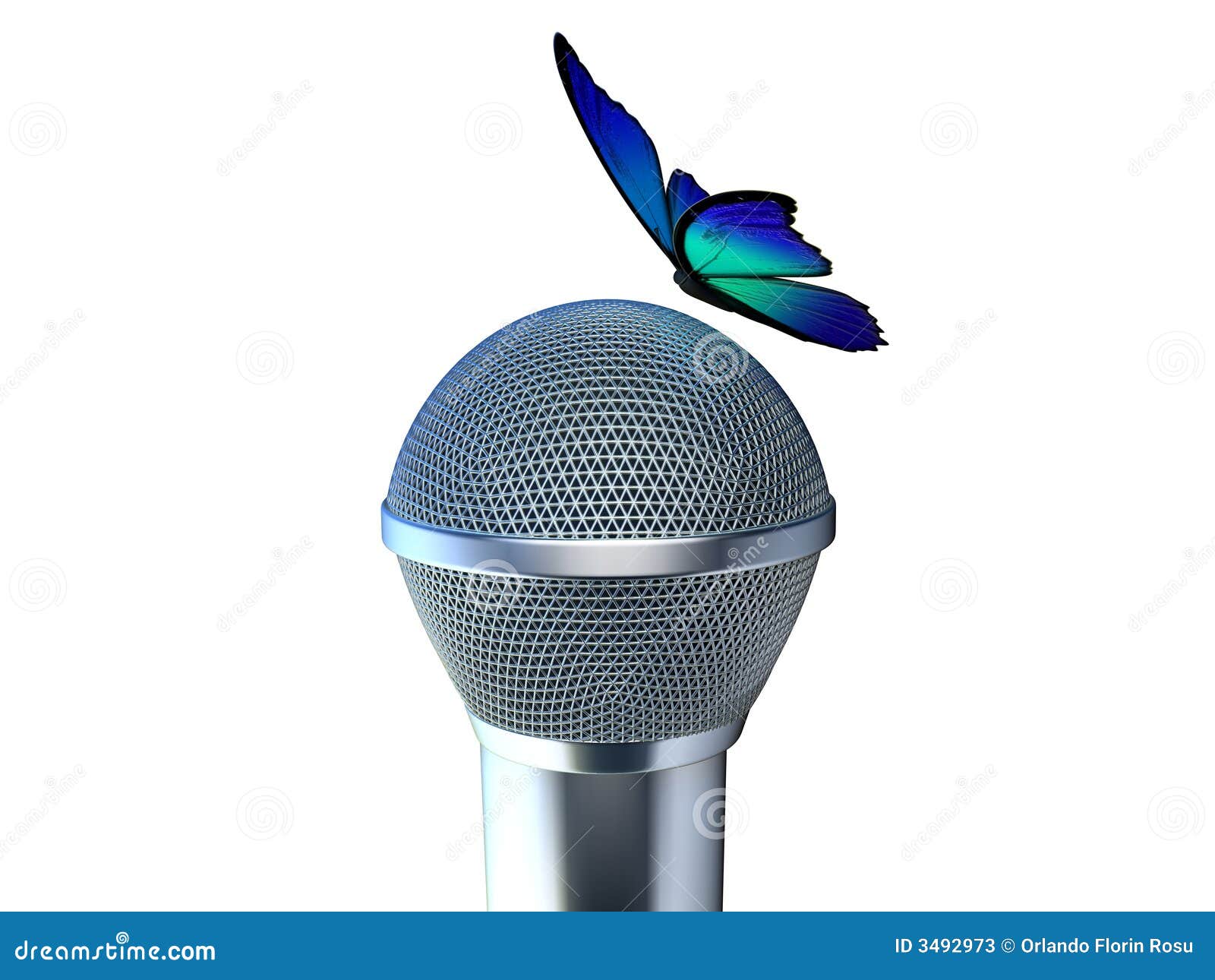 Microphone and butterfly stock illustration. Illustration of music ...
